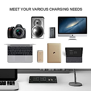 Conference Recessed Power Strip Socket with USB Ports,Table Power Strip,Desktop Charging Station with 2-Outlets and 2 USB Ports