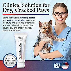 Dry Nose and Paw Soother - Solva-Ker Gel Moisturizer for Pet's Cracked Nose and Paws - Hyperkeratosis Treatment for Dogs, Cats, and Horses - Clear and Greaseless Healing Balm for Pets - 1 ounce Tube