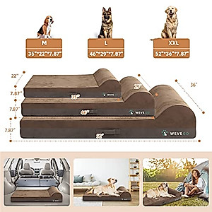 Orthopedic Dog Bed, Large Dog Bed with Pillow, Thicken Gel Memory Foam Flannel Fabric Dog Bed, Durable Waterproof Liner & Removable Washable Cover with Anti-Slip Bottom, Sizes Large Brown