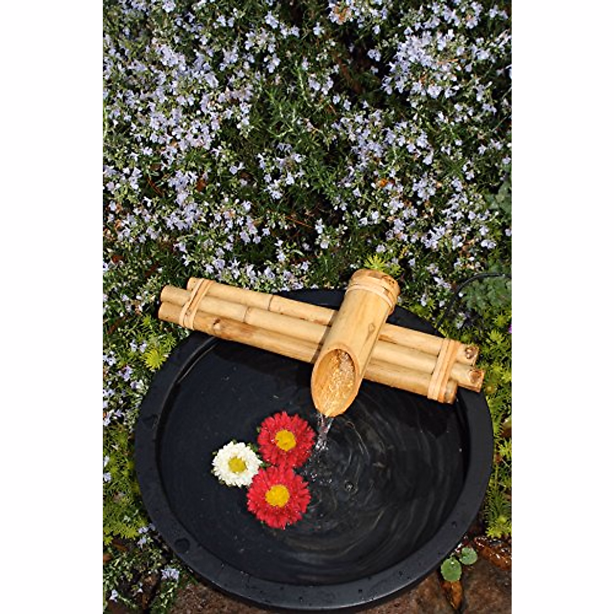 Bamboo Accents Water Fountain with Pump, Indoor/Outdoor Fountain, 12” Wide Three-Arm Style Base, Smooth Split-Resistant Bamboo to Create Your Own Zen Fountain (Container Not Included)