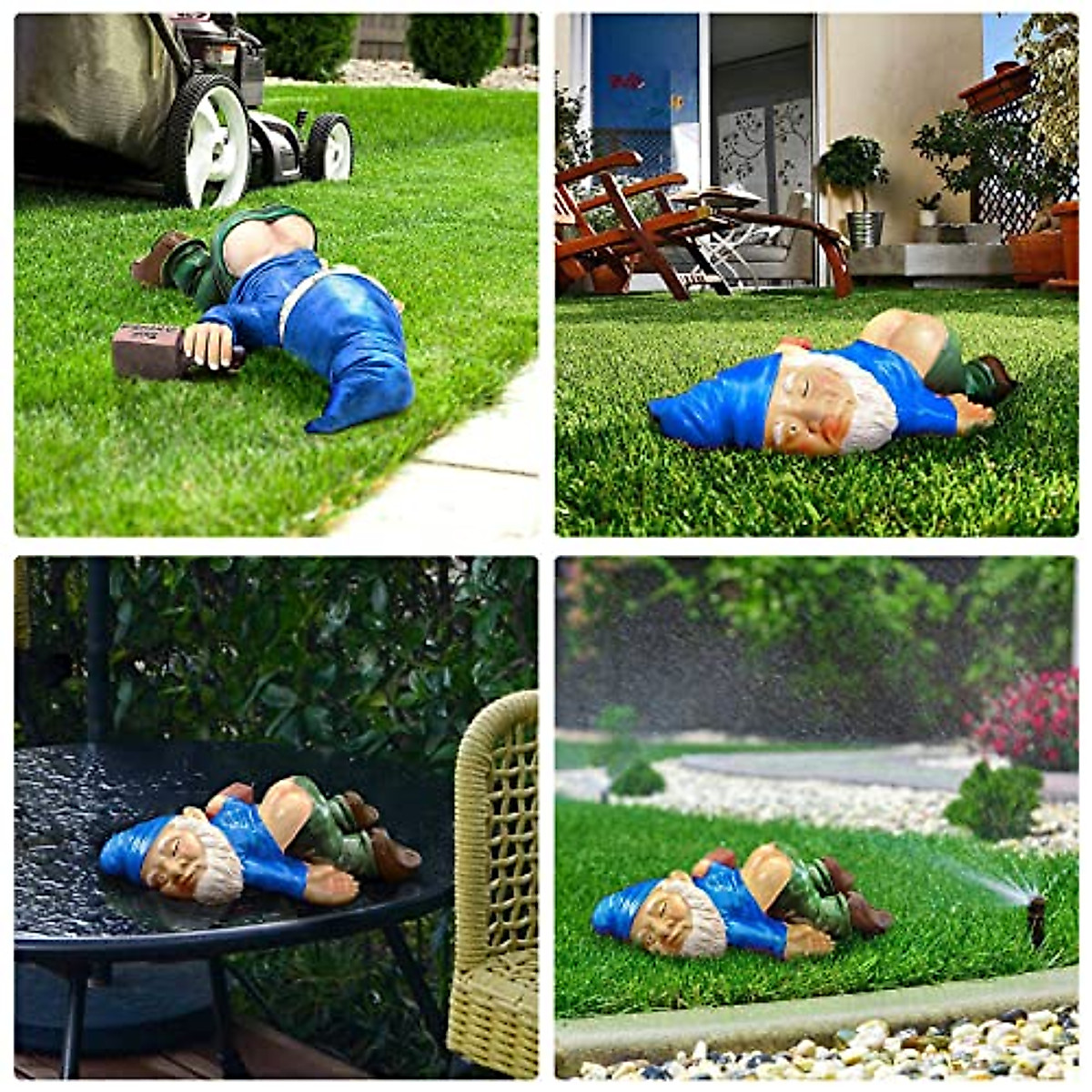 LINHUAAOO Naughty Garden Gnomes Statues - 9.5 Inch Large Funny Gnome Garden Outdoor Decor, Gnomes Resin Sculptures for Yard Patio Home Lawn Outside Decorations Ornament Housewarming Gifts, Blue