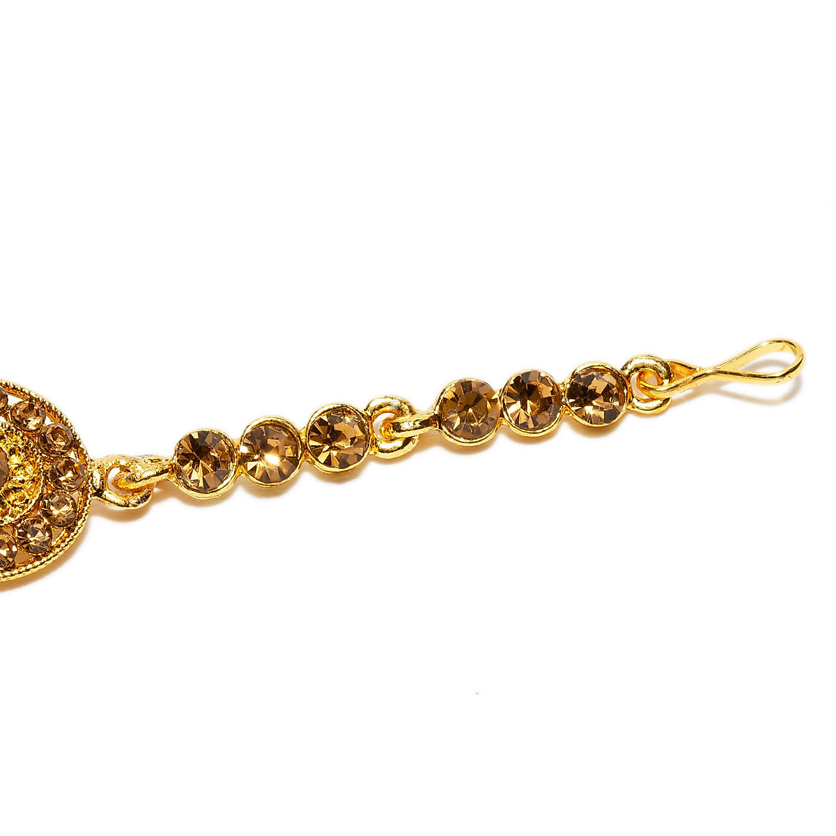 Bindhani Round Golden Mix White Stone Round Earrings & Indian Maang Tikka For Women