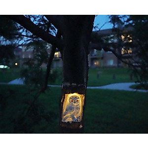 The Roo - White Owl Solar Powered Figurine - Outdoor Garden Decor - Backyard Waterproof Animal Garden Statue - Hanging Owl Solar Powered Light for Outside - Patio, Yard, and Lawn