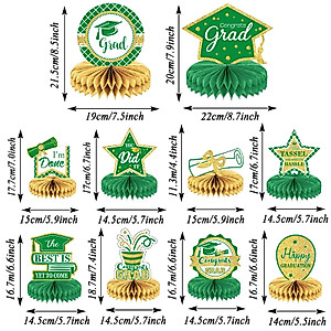 10PCS Class of 2024 Graduation Party Decorations 2024 Congrats Grad Honeycomb Centerpieces Congratulate Graduation Table Toppers for Graduation Party Favor Supplies(Green)