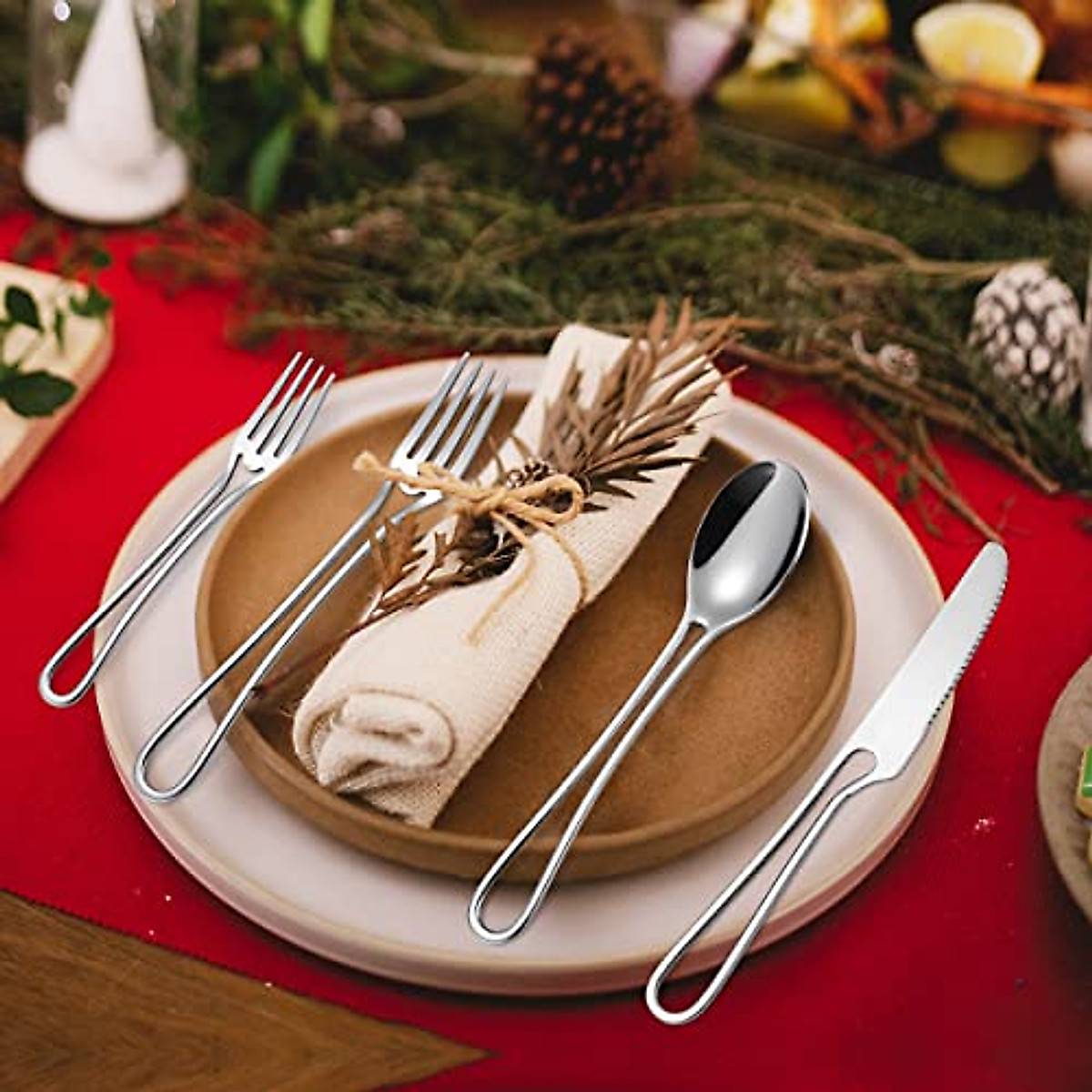 Silverware Flatware Set Hollow Out Rose Gold Handles 40-Piece Stainless Steel Cutlery Set Tableware Utensils for 8，Dishwasher Safe，Home，Wedding Gift,Dinner Party, Everyday Use