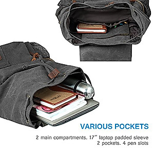 PKUVDSL Large Canvas Backpack, Vintage Rucksack Women Men for Travel Hiking Camping Laptop Backpack