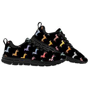 ocmogic Dachshund Shoes for Women Men Running Walking Tennis Sneakers Dachshund Dog Cartoon Print Shoes Gifts for Her Him,Size 6 Men/8 Women Black