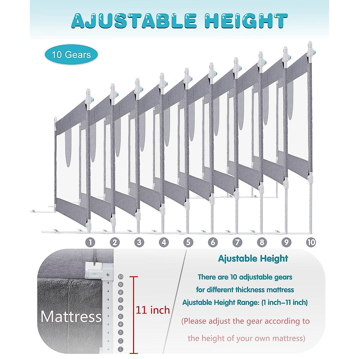 MBQMBSS 69" Bed Rail for Toddlers, Baby Bed Rail Guard for Full Size Bed, Twin Bed Safety Bedrail for Toddler Kids - Double Side Child Lock for Easy Lifting and Extra Y-Shape Strap for More Stablity