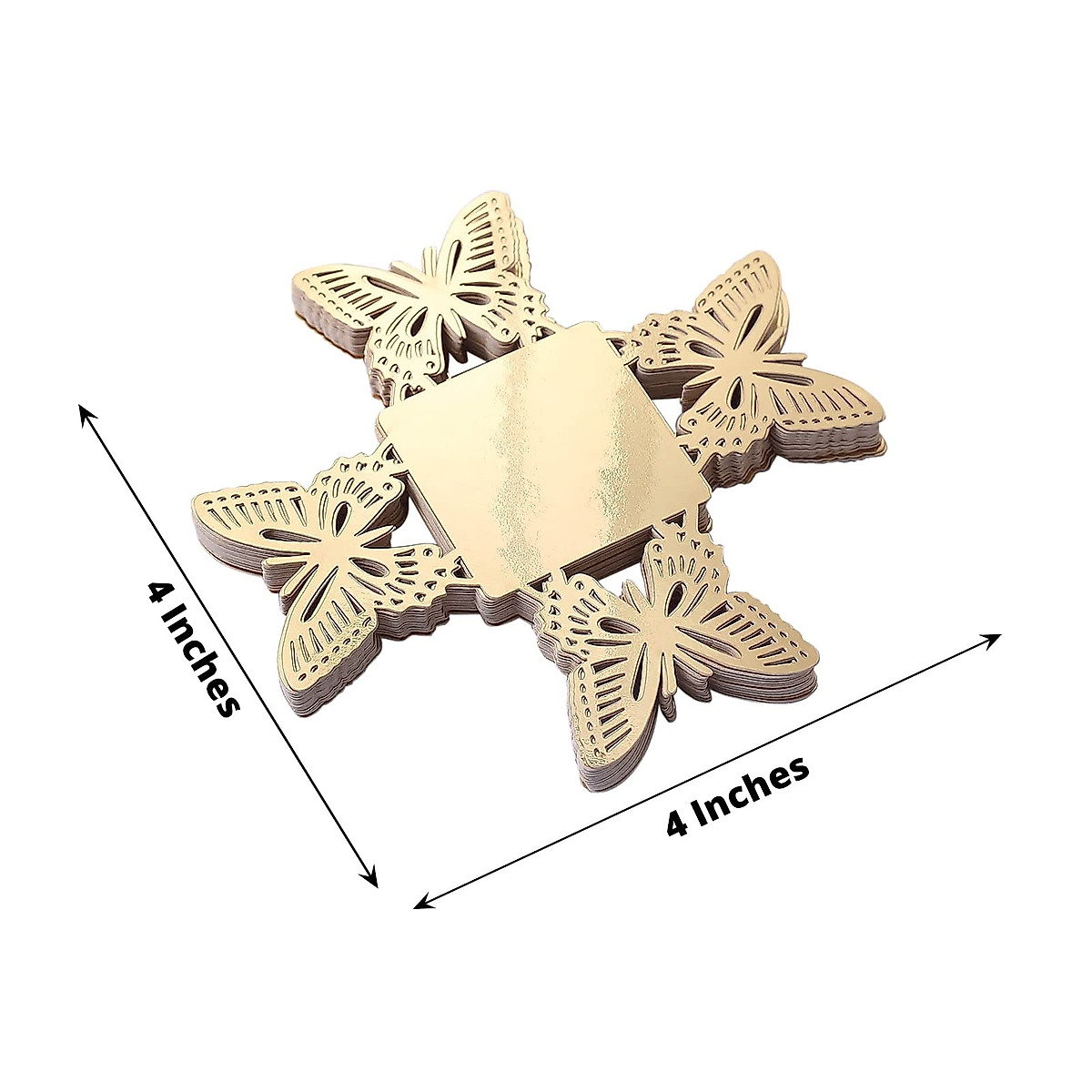 TABLECLOTHSFACTORY 50 Pack | 4" Mini Metallic Gold Butterfly Truffle Cup Dessert Liners, Square Cupcake Tray Wrappers - 225GSM