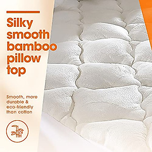Cheer Collection Soft and Plush Bamboo Fitted Mattress Topper - Twin Size - Plush Eco Friendly Mattress Protector Cover for Bedding - (Queen)