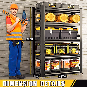72"H|48"W Garage Shelving Unit and Storage-Easy Assembly Metal Shelves 5-Tier Rack|Heavy-Duty Adjustable Shelf|Steel Rust-Resistant Shelves for Industrial,Warehouse,Basement,Workshop Organization