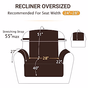 ROSE HOME FASHION Anti-Slip Oversized Recliner Cover for Leather Sofa&Oversized Recliner Covers, Slipcovers for Recliner, Recliner Chair Covers, Double Diamond (Recliner-Oversized:Navy)