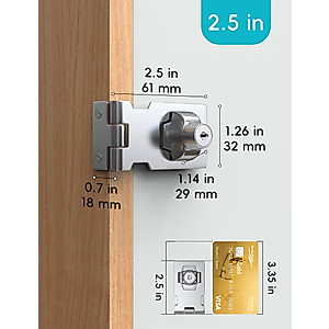I-EASYDWW Keyed Hasp Locks, Cabinet Locks, Twist Knob Keyed Locking Hasp for Cabinet Small Door, Zinc Alloy with Iron Chrome Plating, with Keys and Screws, Silver, 2.5 Inches