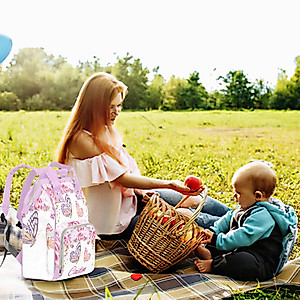 Butterfly Pink Purple Floral Personalized Diaper Backpack with Name,Custom Travel DayPack for Nappy Mommy Nursing Baby Bag One Size