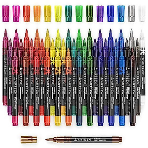 Arteza Acrylic Paint Markers, Set of 40 Acrylic Paint Pens in Assorted Colors, Small Barrel, Art & Craft Supplies, Use on Canvases for Painting, Glass, Pottery, Plastic, and Rock