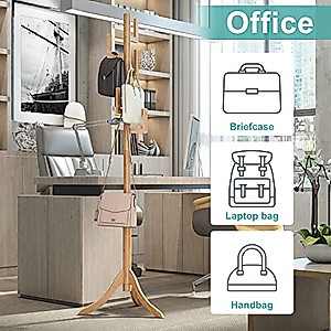 Vriccc Coat Rack Freestanding, Bamboo Cactus Coat Tree, Adjustable Height Wooden Coat Stand with 6 Hooks, kids coat rack, Used In The Bedroom Living Room, Office To Hang Clothes, Hats, Bags