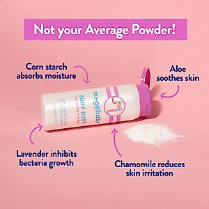 Megababe Sweat Absorbing Body Powder - Body Dust | with Lavender & Aloe | Talc-Free, All Natural | 6 oz