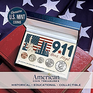 9-11 Never Forget Coin Collection in Display Box, September 11, 2001 Five Piece Coin Set