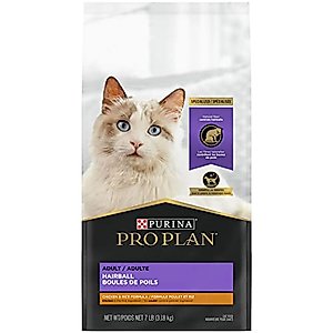 Purina Pro Plan Adult Hairball Control Cat Food Chicken and Rice Formula - 7 Pound (Pack of 1)