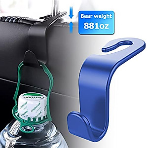 Moly Magnolia Car Seat Headrest Hook, 4PCS Multifunctional Auto Backseat Hangers, Vehicle Storage Organizer for Purse, Coat, Umbrella, Grocery, Bag, Handbag (Blue)
