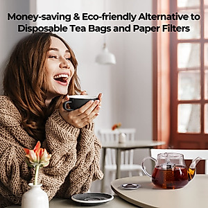 Reinmoson Tea Strainers for Loose Tea, Extra Fine Mesh Tea Infuser for Loose Leaf Tea, 304 Stainless Steel & Updated Slim Threaded Lid, Loose Leaf Tea Steeper for Black Tea, Rooibos, etc