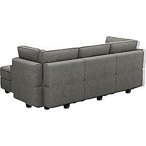 Belffin Sectional Sleeper Bed Modular Sectional Sleeper Sofa Convertible Sectional Couch Bed Set Grey