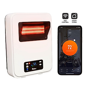 Dr. Infrared Heater Ecoheat Wall Hung or Wall Mounted Electric Space Heater, Dual System with Infrared and Fan Forced, Remote Control, 1500W, White