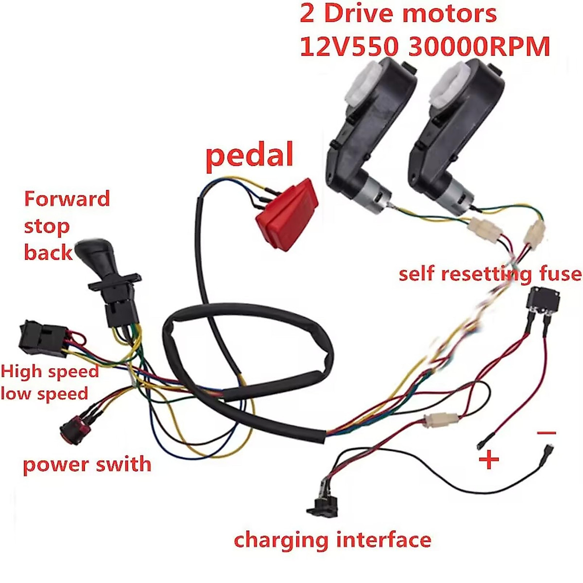 weelye Children Electric Car DIY Accessories Wires and Gearbox,Self-Made Toy Car of Parts， for Electric Car Kids Ride on Toys