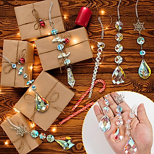 GuassLee Christmas Crystal Prism Ornaments for Christmas Tree - 6pcs Iridescent Teardrop Crystal Glass Sun Catcher for Christmas Decorations Indoor Tree Birthday Party Decor