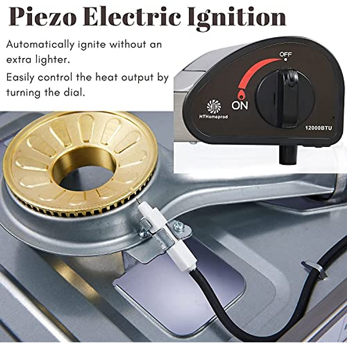 HTH HTHomeprod Portable Camping Stove Single Brass Gas Fuel Butane Burner Hiking Cooker 12000 BTU Lightweight Carrying Case