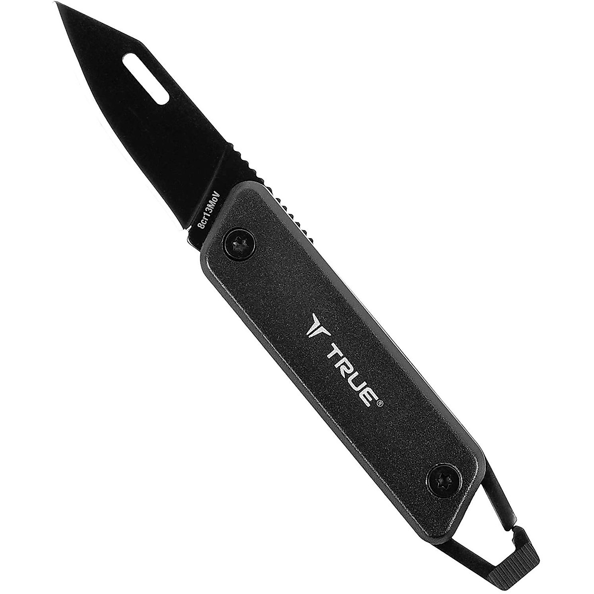 True Modern Keychain Knife | Everyday Carry Keychain Pocket Knife with Built in Carabiner/Bottle Opener | Gunmetal and Black