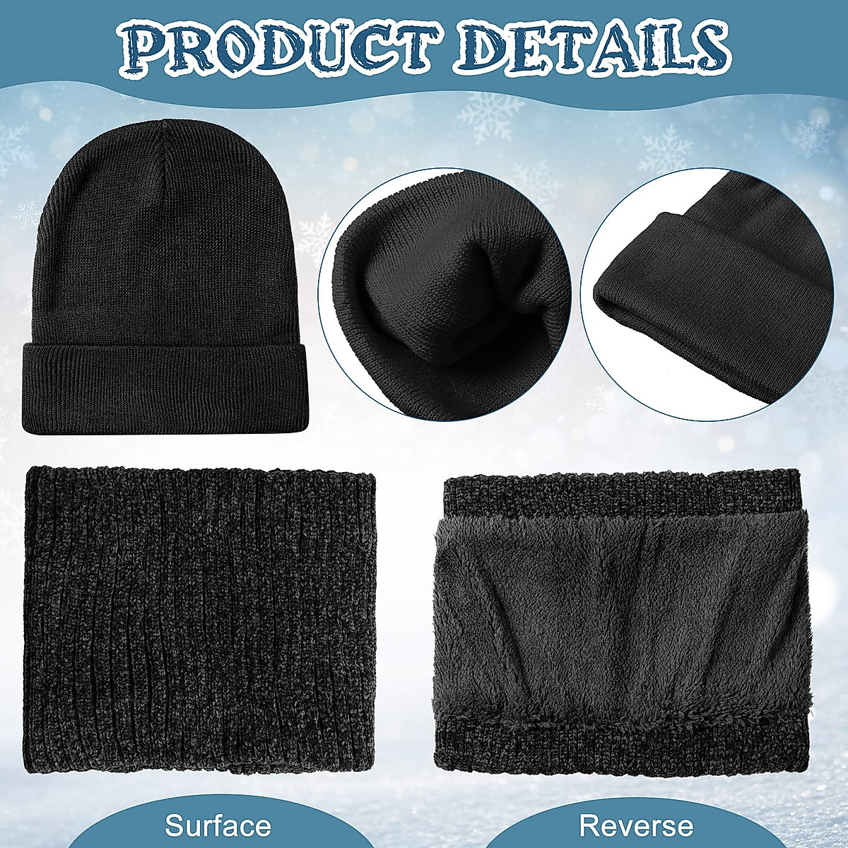 Foaincore 96 Pieces Winter Gloves Beanies Neck Warmers Set Winter Knitted Hat Scarf Gloves Unisex Bulk Pack for Teens Men Women Wearing Homeless Winter Care Charity Donation