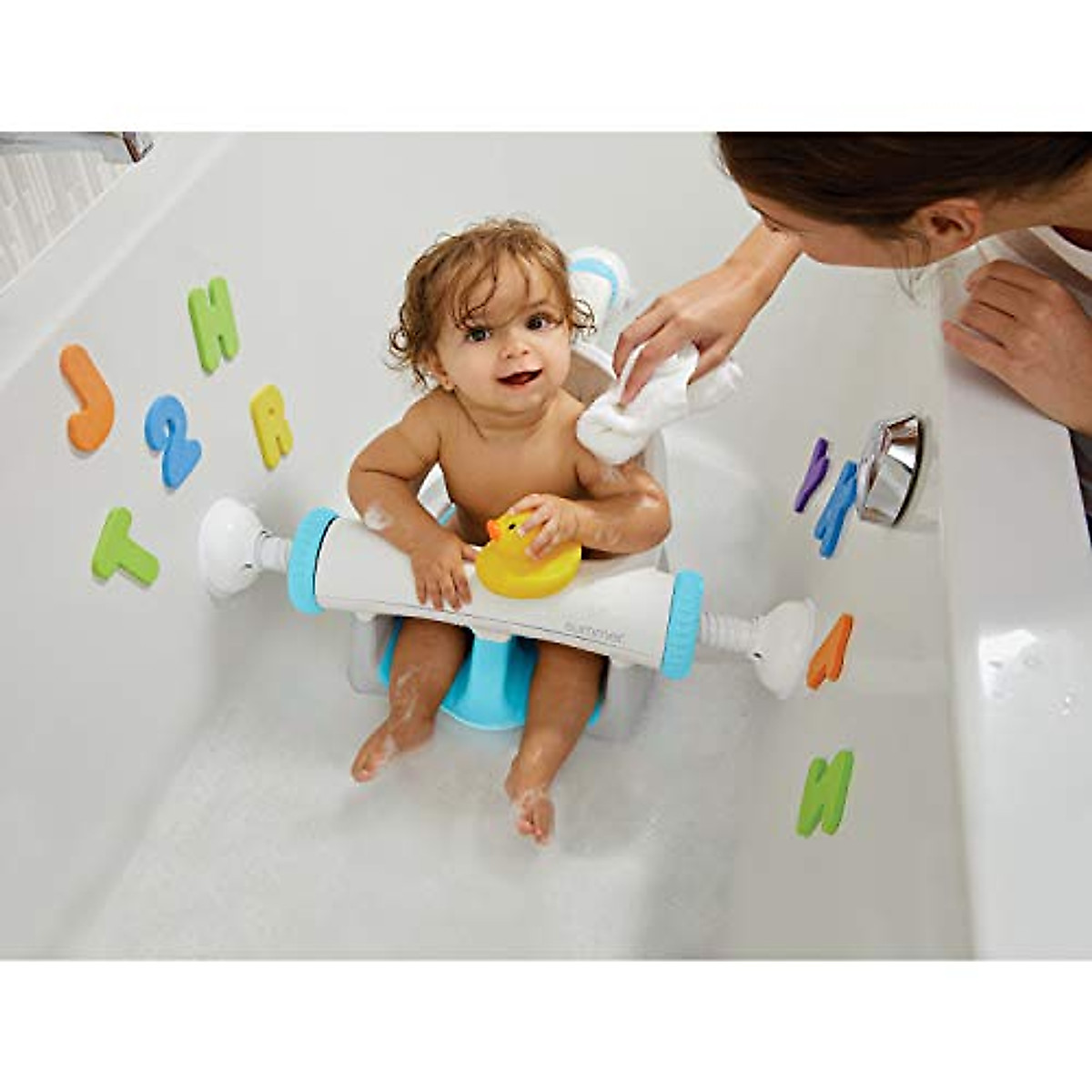Summer Infant My Bath Seat Soft Support (Aqua ) – Contoured Bath Seat for Children Transitioning to the Adult Bathtub – Features Drain Holes, Sure & Secure Suction Cups, and Spacious Open-Side Design