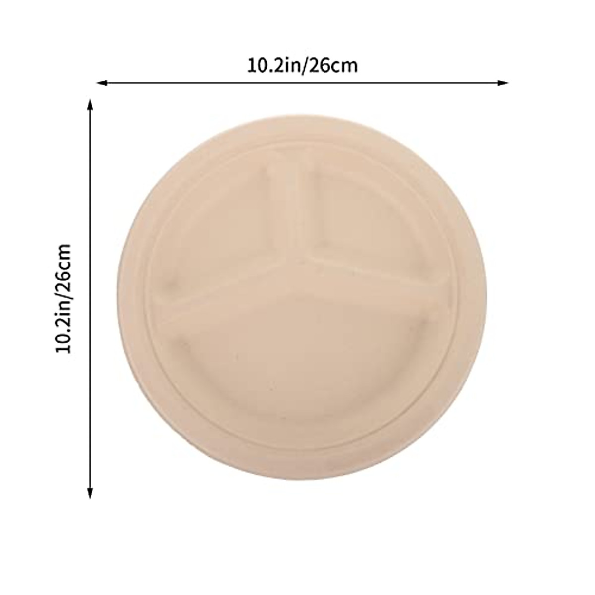 Cabilock 20pcs Degradable dinner plate 2 biodegradable paper plates Sectional Meal Tray dessert plate wedding paper plates 3 sectional round serving tray cereals clamshell wheat straw food