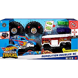 Hot Wheels RC Monster Trucks 2-Pack, 1 Race Ace & 1 HW 5-Alarm in 1:24 Scale, Full-Function Remote-Control Toy Trucks