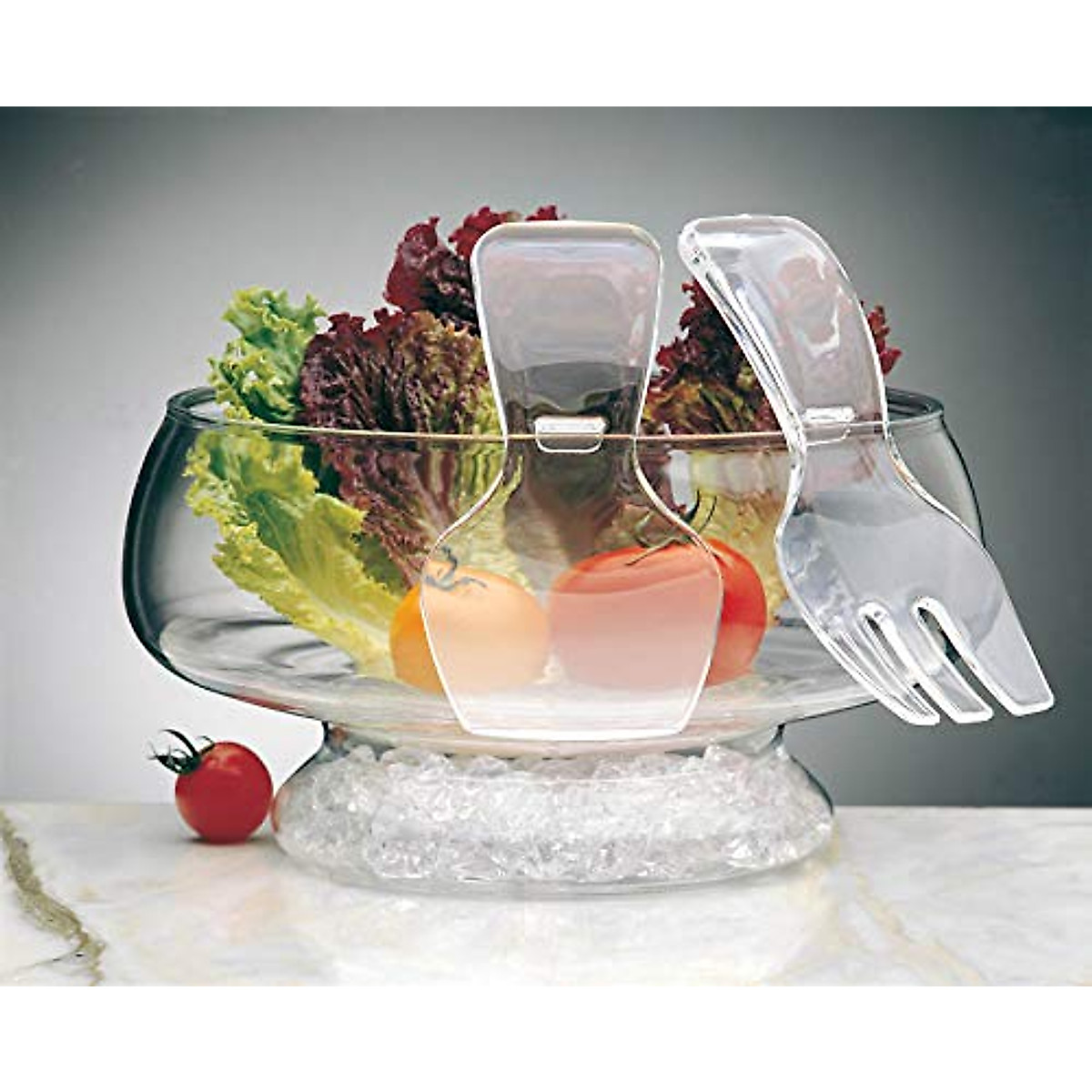 Prodyne Acrylic Salad Bowl & Servers, 6 Qt, Clear