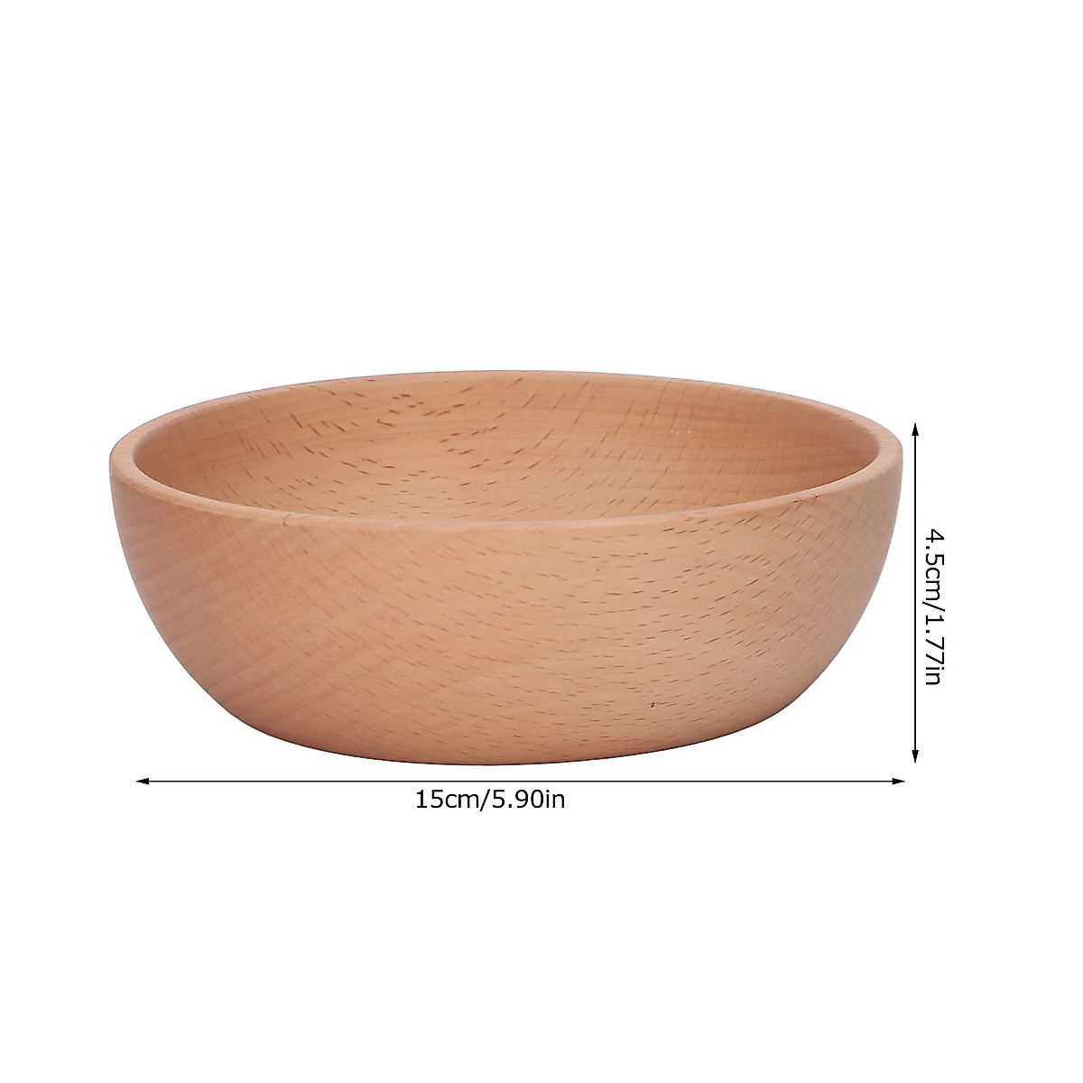 Salad Wooden Bowl, Round Household Beech Wooden Bowl Wooden Bowl for Salad Dipping Sauce Pasta Cereal(M)