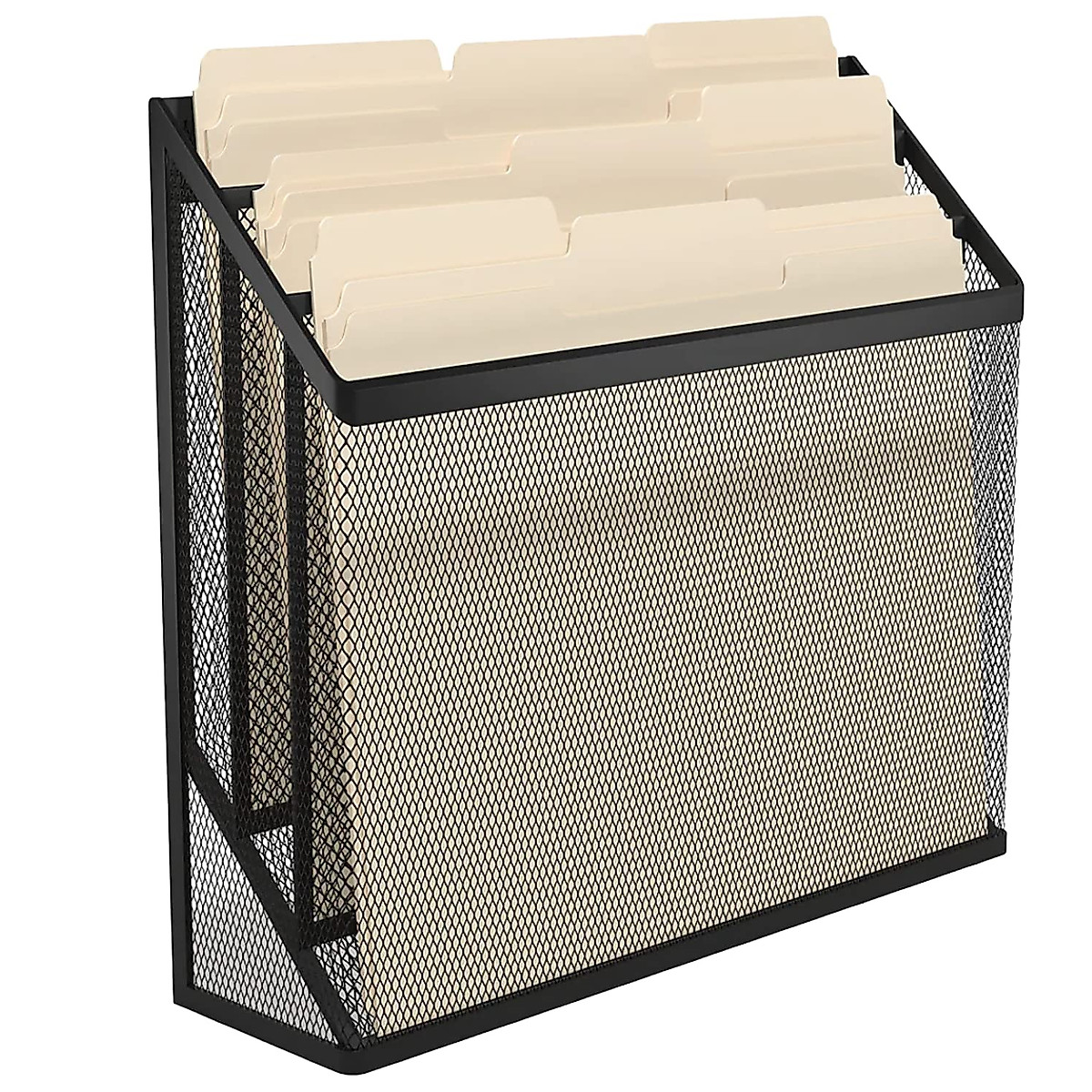 1InTheOffice 3 Tiers File Folder Organizer, Desk Sorter, Black Mesh Organizer
