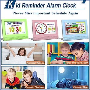 Kids Digital Alarm Clock Colorful, 7" Large LED Time Display Children's Sleep Trainer, Eye-Caring Digital Clock for Girls Boys Bedrooms Bedside, 17 Alarm Clock Settings Easy to Use Kids Birthday Gift