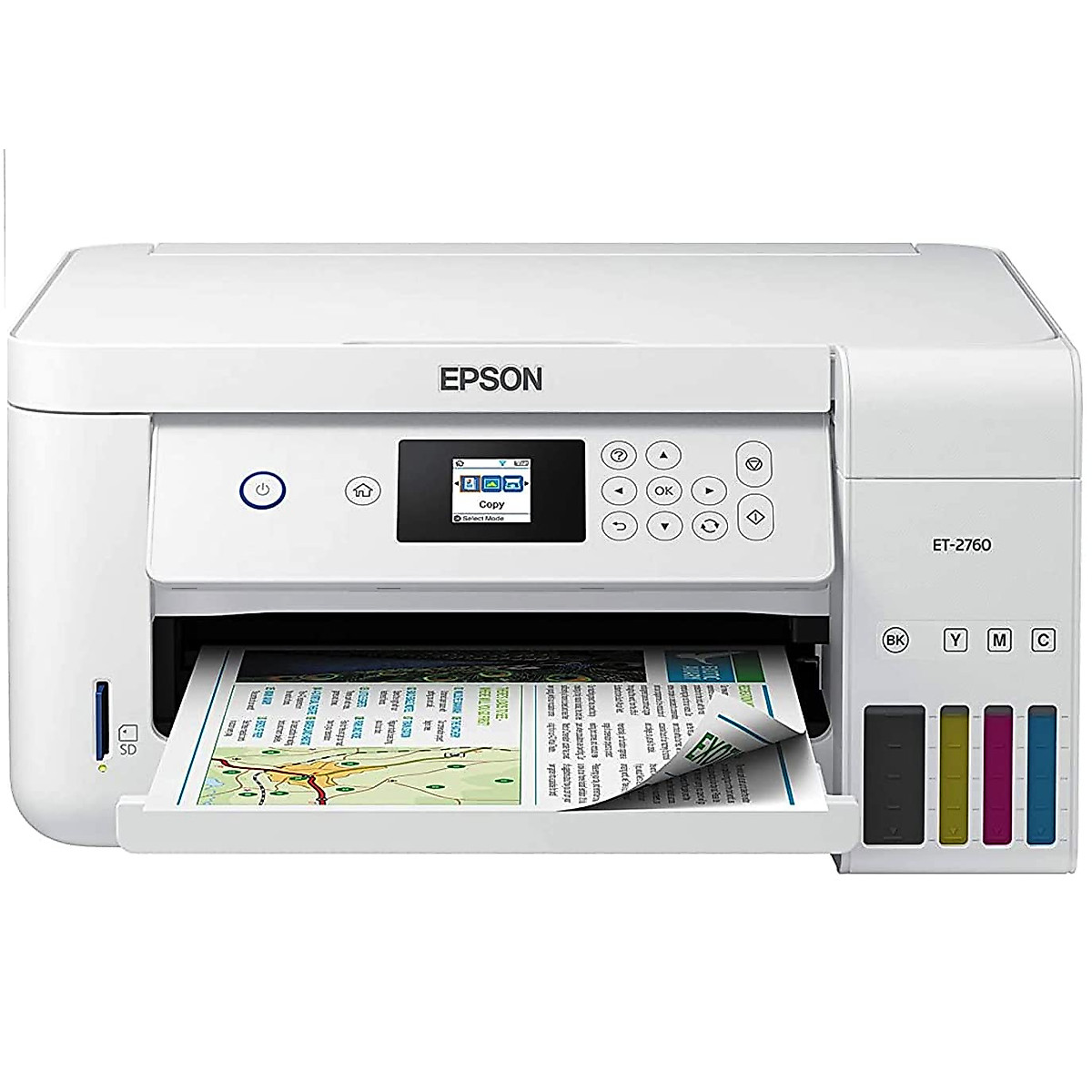 Epson EcoTank ET 2760 Wireless Color Inkjet Cartridge-Free All-in-One Supertank Printer, Mobile Print, Copy Scan, Auto 2-Sided Printing, Voice Activated, with Bonus Black Ink