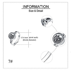YAFEINI Moon and Star Urn Ring for Ashes Sterling Silver Memorial Keepsake Rings Cremation Jewelry for Women