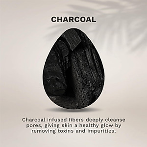 KOL Face Scrubber, Charcoal Infused Exfoliating Facial Cleansing Pads, Disposable Exfoliator Face Sponge for Daily Cleaning and Makeup Removal, 6 Count