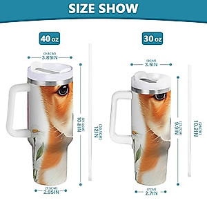 ODAWA Stainless Steel Tumbler Large with Lid and Straw, Puppy Flowers Travel Coffee Tumbler