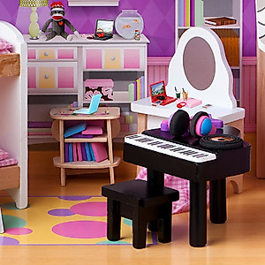 20 Pieces Dollhouse Accessories Doll Travel Accessories Mini Laptop Computer Phone Toy Miniature Glasses Headset Drink Toys Plastic Doll Accessories for Dolls (Classic Style)