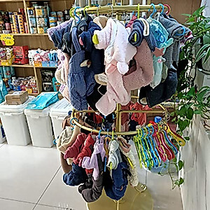 AMSXNOO Rotatable Round Clothes Rack 2-tier Kids Clothing Rack for Boutiques, Floor-Standing Circular Children Garment Rack Stand, Retail Display Costume Coat or Underwear Rack