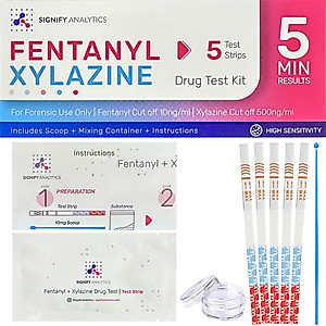 Signify Analytics Fentanyl & Xylazine Test Kit | 5 Combo Test Strips for Fentanyl & Xylazine | Reliable Testing Strips for Pills, Powders, and Liquids