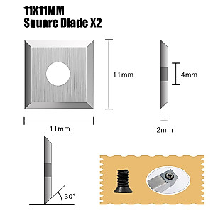 16Pcs Tungsten Carbide Cutters Inserts Set for Wood Lathe Turning Tools(Include 11mm Square with Radius,12mm and 8.9mm Round,30x10mm Diamond with Sharp Point),Supplied with Screws