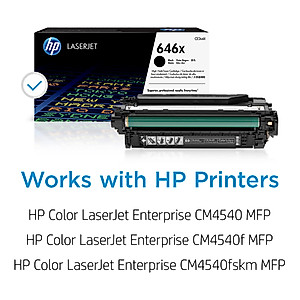 Original HP 646X Black High-yield Toner Cartridge | Works with HP Color LaserJet Enterprise CM4540 MFP Series | CE264X