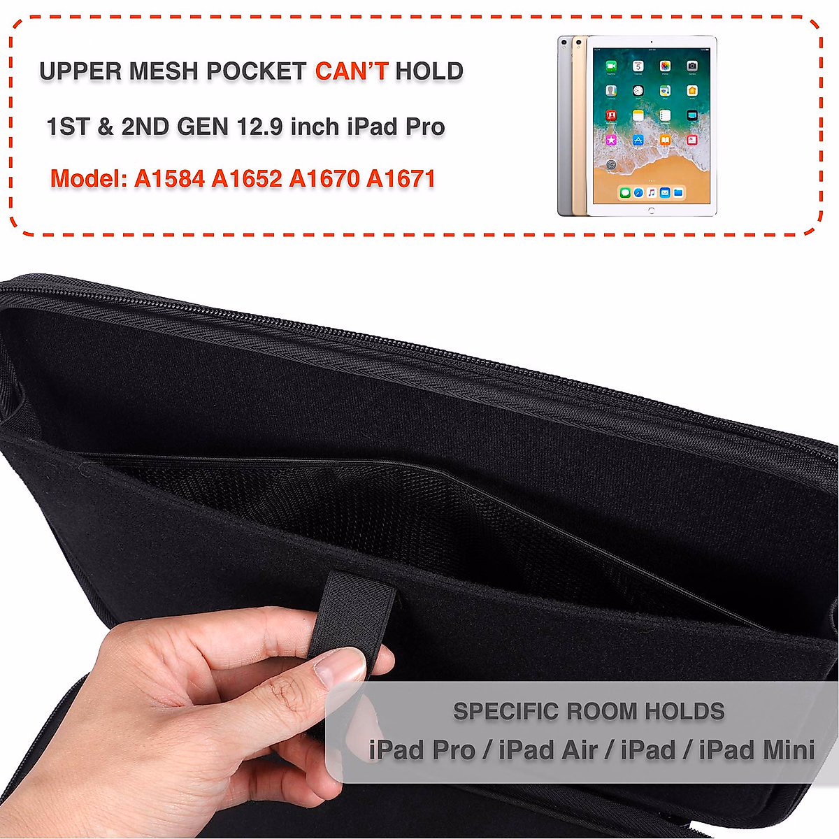Zadii Hard Shell Locking Carrying Case for 12-14 inch Macbook Pro Macbook Air and iPad Pro, also Compatible with Surface Pro 8/X/7/6/5, Come with Protective Sleeve Bag