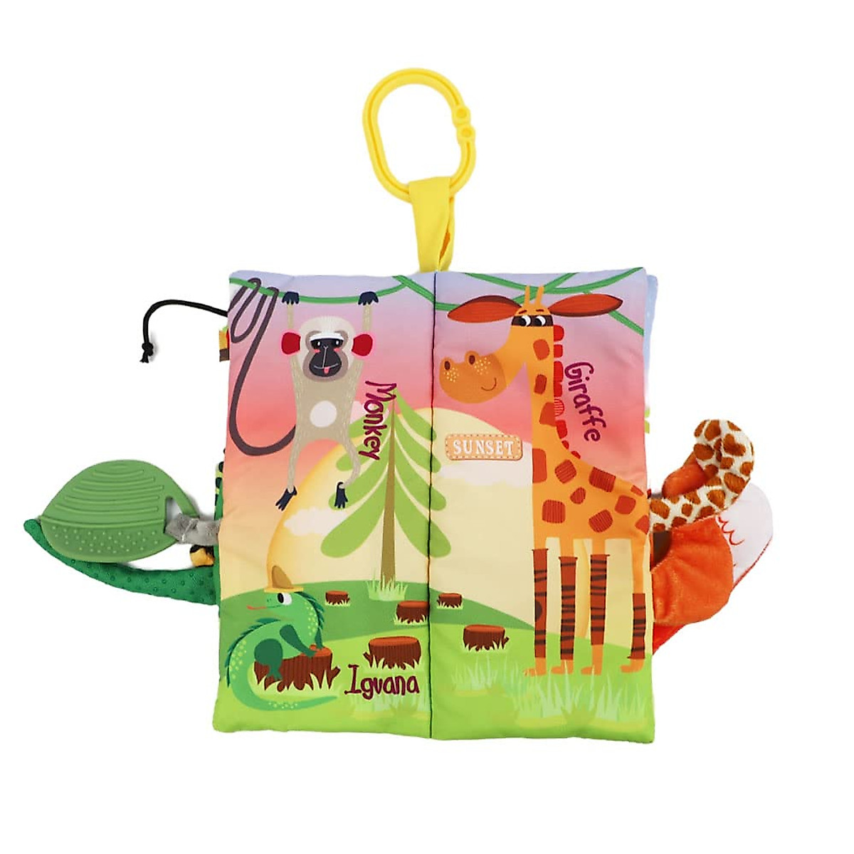 bebe mondo Jungle Baby Book Toys,Baby Books 0-6 Months,Touch and Feel Crinkle Cloth Books for Babies Infant Toys 0-3-6-12-18 Months,Interactive Infant Sensory Soft Toys,Shower Baby for Boys Girls